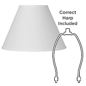 Set of 2 Antique White Linen Medium Empire Lamp Shades 6.5" Top x 15" Bottom x 10.75" High (Spider) Replacement with Harp and Finial - Springcrest