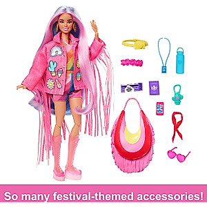 Barbie Extra Fly Doll with Desert-Themed Travel Clothes & Accessories, Fringe Jacket & Oversized Bag, 3Y+, Includes 1 Barbie® doll with fashion, shoes, and assorted accessories