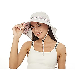 Sun Hats for Women Foldable Wide Birm Boonie Hat Adjustable UV Protection Fishing Hiking Hat with Windproof Tether Light Gray