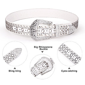 UnFader Bling Rhinestone Belts for Women, Fashion Cowgirl Western Studded Belts for Jeans Pants