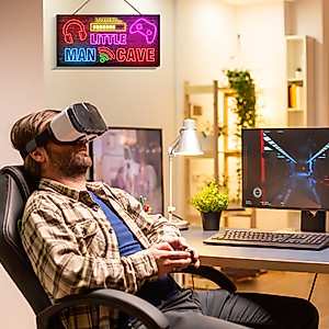 Little Man Cave, Gaming Wooden Door Sign for Little Boy Gamer Room Decor, Nursery Playroom Hanging Decor (6"x12")