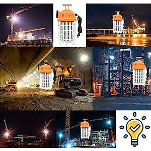 NS 150W LED Temporary Work Light Fixture,5,000K 24250 Lumen Daylight White,IP64 Dust & Waterproof,Portable Hanging Construction Lighting for Jobsite Indoor Outdoor Workshop Location