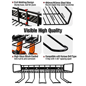 JoyPlus Heavy Duty Power Tool Drill Rack | Handheld & Power Tool Storage Organizer Wall Mounted Storage Rack Electric Drill Holder | Compact Steel Design (Drill Rack & Tool Shelf 2-in-1)