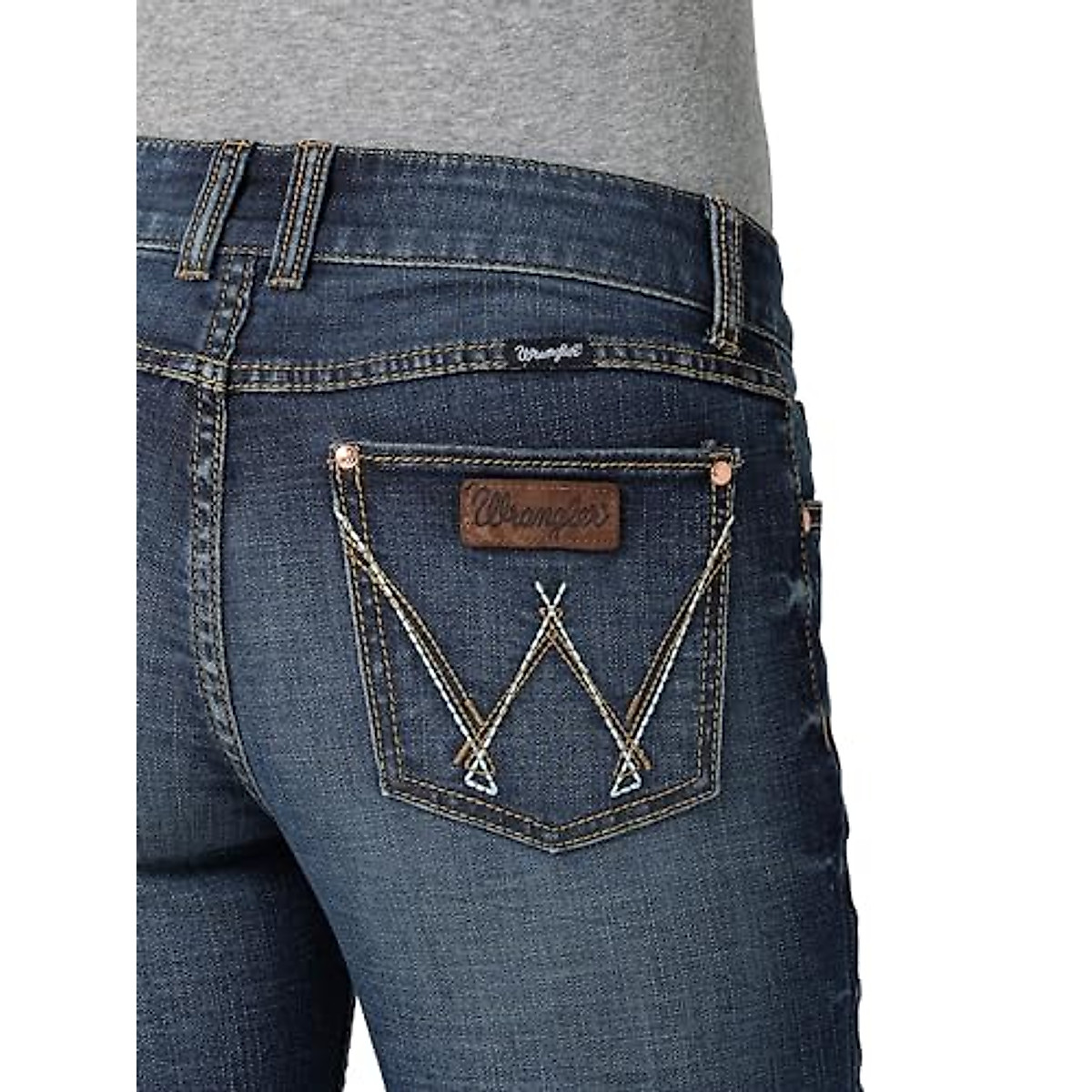 Wrangler Women's Retro Mae Rise Stretch Boot Cut Jean, Mid Wash, 7W x 32L