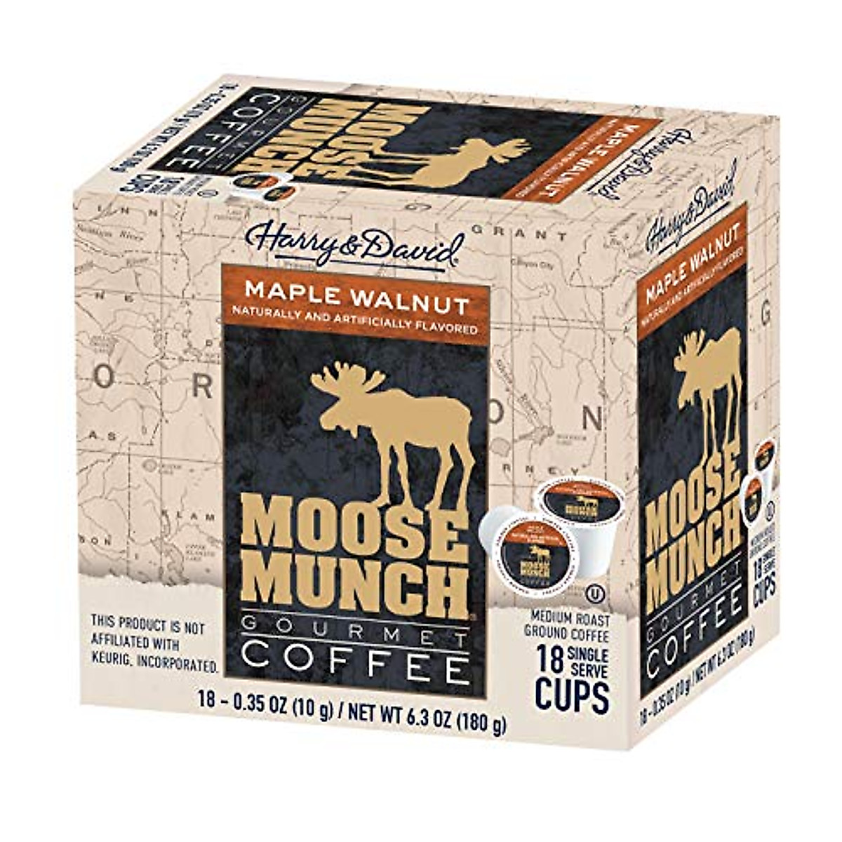 Moose Munch Single Serve Coffee by Harry & David, 4/18 ct boxes (72 Count) (Maple Walnut)