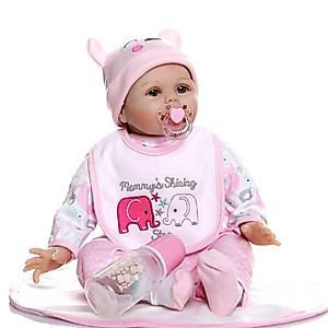HFSMDM Baby Dolls Reborn Baby Doll 21 Inch Toddler Girl Lifelike Flexible Full Body Soft Real Touch Baby Doll Toy for Girls Newborn Baby Birthday Gift (Brown Eye Doll)
