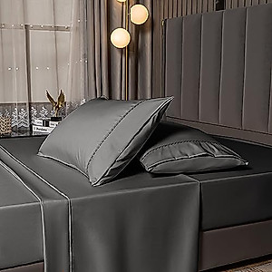 MCO Bedding Twin Bed Sheets Set - Bamboo Sheets - Cooling Breathable Bedding Set with 16" Deep Pocket (3 Pieces, Twin, Charcoal Gray)