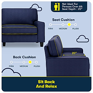 Serta Palisades 78" Track Arm Sofa, Easy Care Polyester, Soft Pillow Back, Pocket Coil Seat Cushions, Removable Covers, Loveseat or Couch for Small Spaces, Living Rooms or Bedrooms, Navy Blue