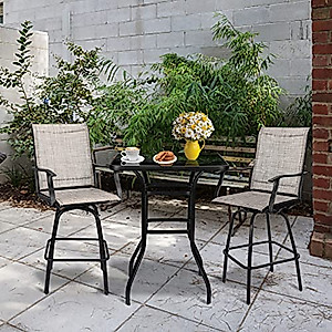 Vipush 2 Piece Swivel Bar Stools Outdoor High Patio Chairs Furniture with All Weather Metal Frame