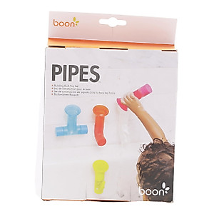 Boon PIPES Interactive Baby and Toddler Bath Tub Toys — Classic Colors — Colorful and Sensory Friendly Learning Baby Bathtub Toys— 12 Months and Up — 5 Count