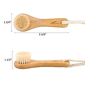 Facial Cleansing Brush, Natural Horsehair Exfoliator Face & Body Brush Wooden Handle, Dry Soft Brush for Smooth Radiant Skin, Lymphatic Drainage, Unclogging Pores, Reduce Swelling, Removing Blackhead