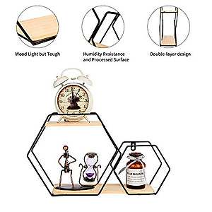 Wonoder Wall Shelf,Rustic Wood Floating Shelves,Hexagon Decorative Wall Shelf