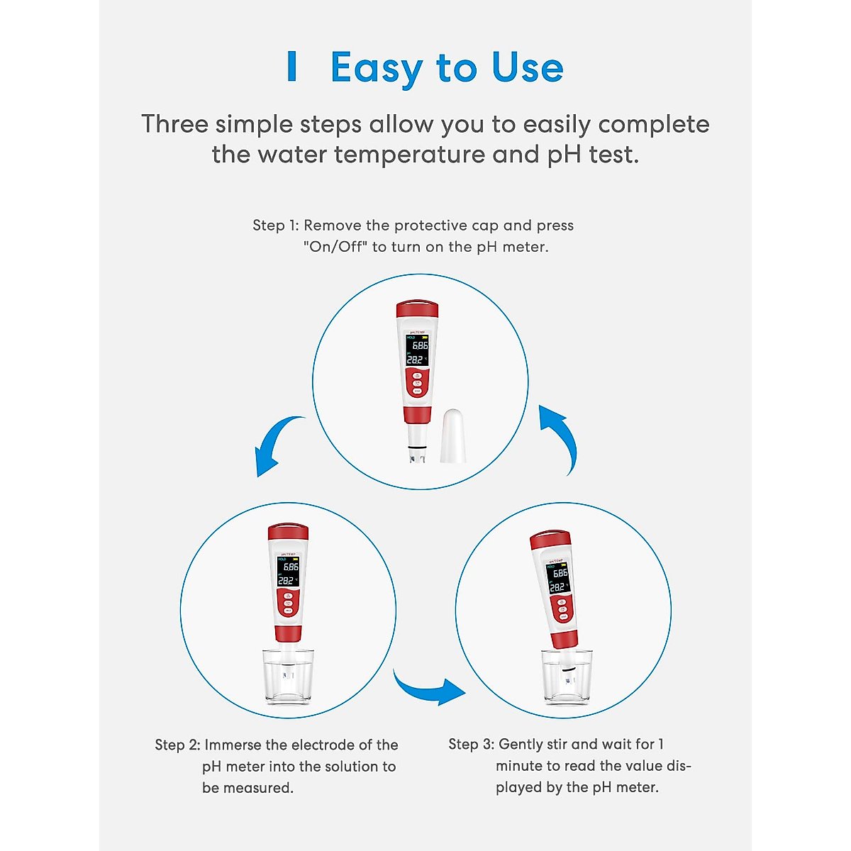 meross PH Meter, Digital PH Meter for Water Hydroponics with ATC, IP67 PH/Temp 2 in 1 Tester Pen with 0-14 PH Measurement Range, 0.01PH High Accuracy Mini Pen for Pool, Drinking Water
