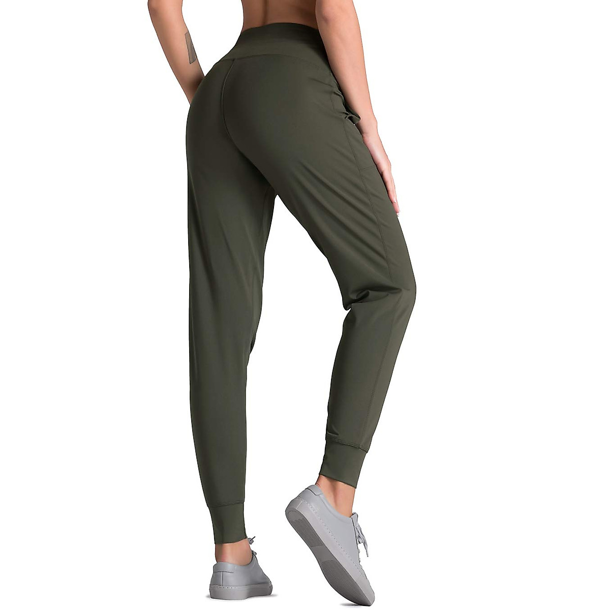 Dragon Fit Joggers for Women with Pockets,High Waist Workout Yoga Tapered Sweatpants Women's Lounge Pants (Medium, Joggers78-Dark Olive)
