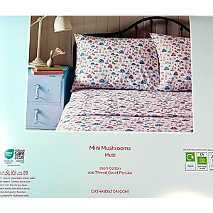 London Home Luxury Collection 4 Piece 200tc Rose Flora Sheet Set 100% Cotton Percale Crisp & Cool, Lightweight Bedding (Blue Mushrooms, King (U.S. Standard))