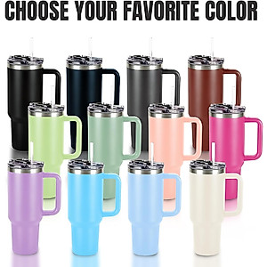 Personalized 40 Oz Tumbler with Handle and Straw - Custom Bridesmaids Gifts Gifts with Name and Birth Flower - Personalized Tumbler Travel Coffee Mug - Bridesmaid Gifts for Wedding Day