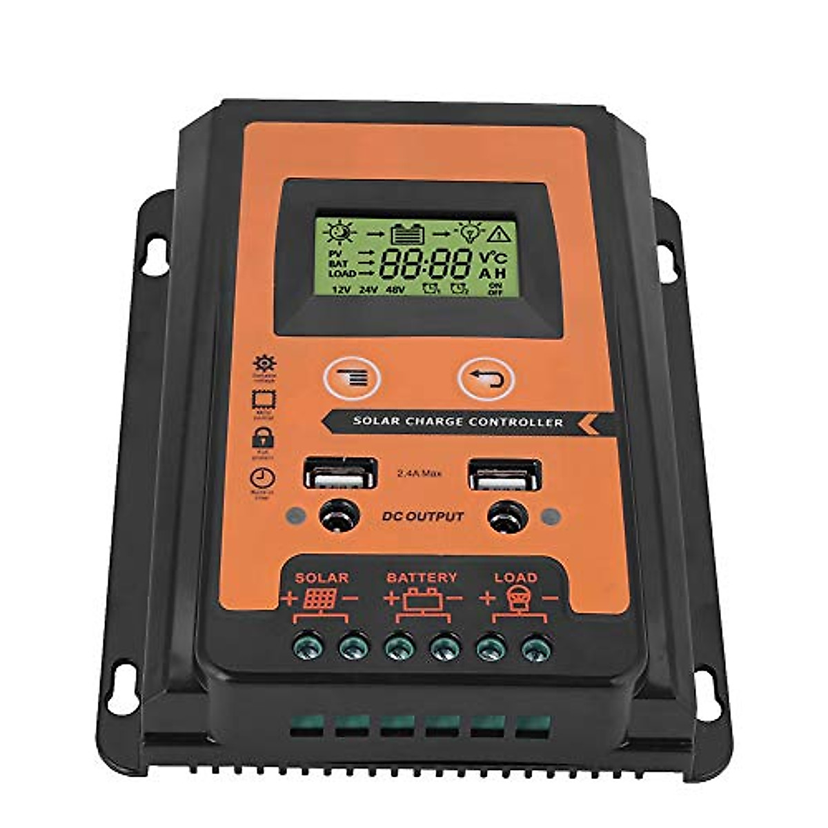 Delaman Solar Charge Controller, 30 Amp 12V/24V DC Input MPPT with LCD Display Solar Panel Regulator