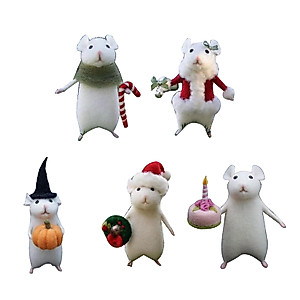 Festive Felt Mouse Halloween Ornament Handmade Needle Felting Mouse Dolls For Christmas Party Festival Home Decor Cute Felted Animals Ornament For Home