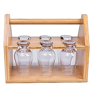 JILLMO Whiskey Glass Holder Rack, Bamboo Caddy Compatible with Glencairn Whisky Glasses, Crystal Whiskey Glasses, Bourbon Glasses