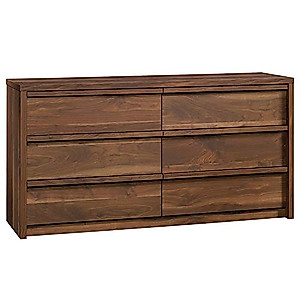 Pemberly Row Modern 6 Drawer Double Bedroom Dresser in Grand Walnut