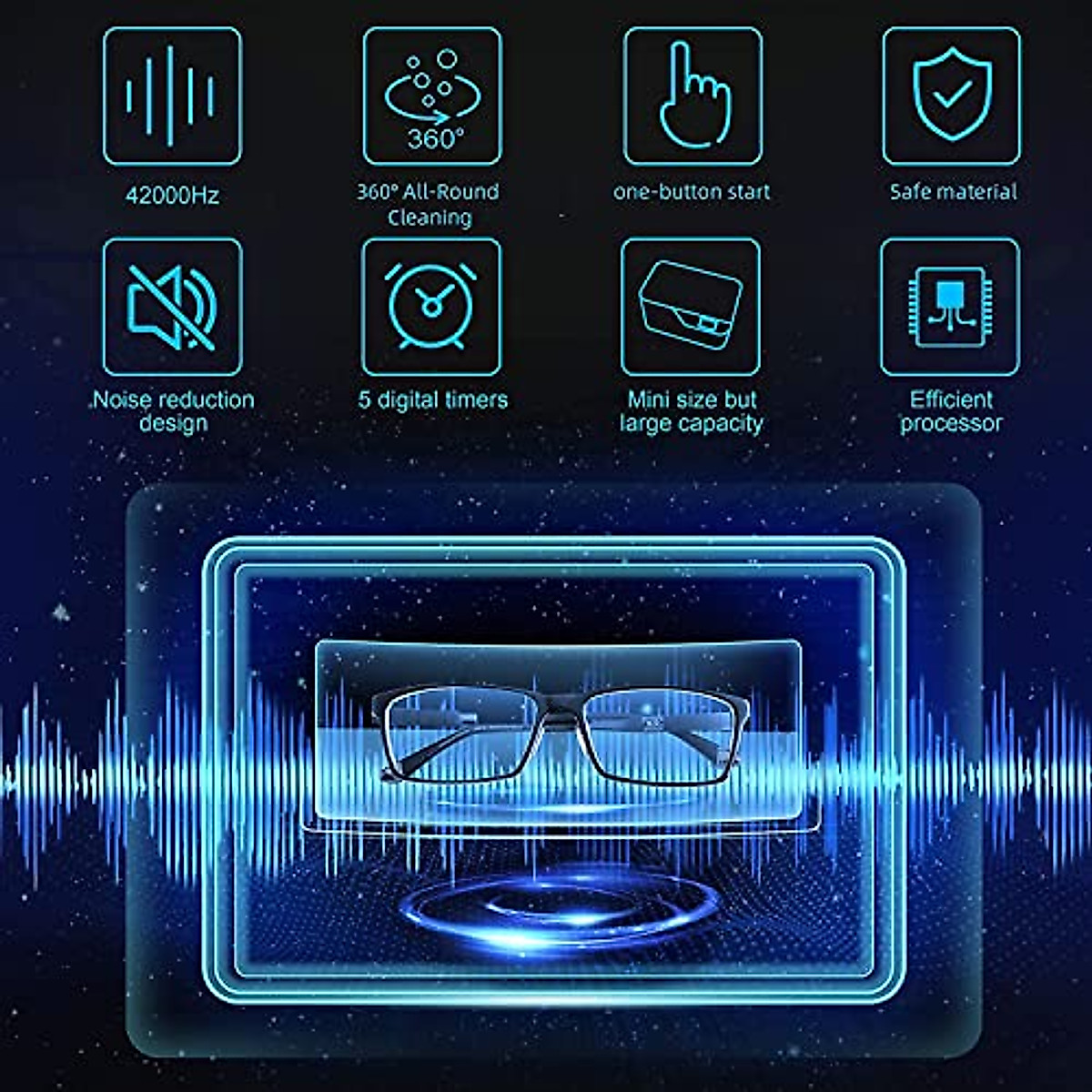 LifeBasis Ultrasonic Cleaner, Professional Ultrasonic Jewelry Cleaner 20 Ounces (600ML) with Digital Timer, Watch Holder Ultrasonic Glasses Cleaner for Rings, Coins, Watches, Dentures, Silver