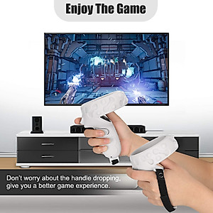 Esimen Touch Controller Grip Cover for Oculus Quest 2 Silicone Protective Ring Cover Custom Set Accessories Anti-Throw Handle Protective Sleeve with Adjustable Hand Strap-Easy to Install
