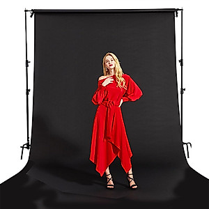 Yizhily Seamless Photo Photography Background Paper Backdrop for Photoshoot, Videos, YouTube, Livestream, 107" x36', Ultra Black