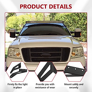 ALAVENTE 54" Curved Light Bar Upper Windshield Mount Brackets Kit for Ford F-250 / F-350 Super Duty 1999-2015, 54 inch Windshield Off Road Light Bar Brackets Mount