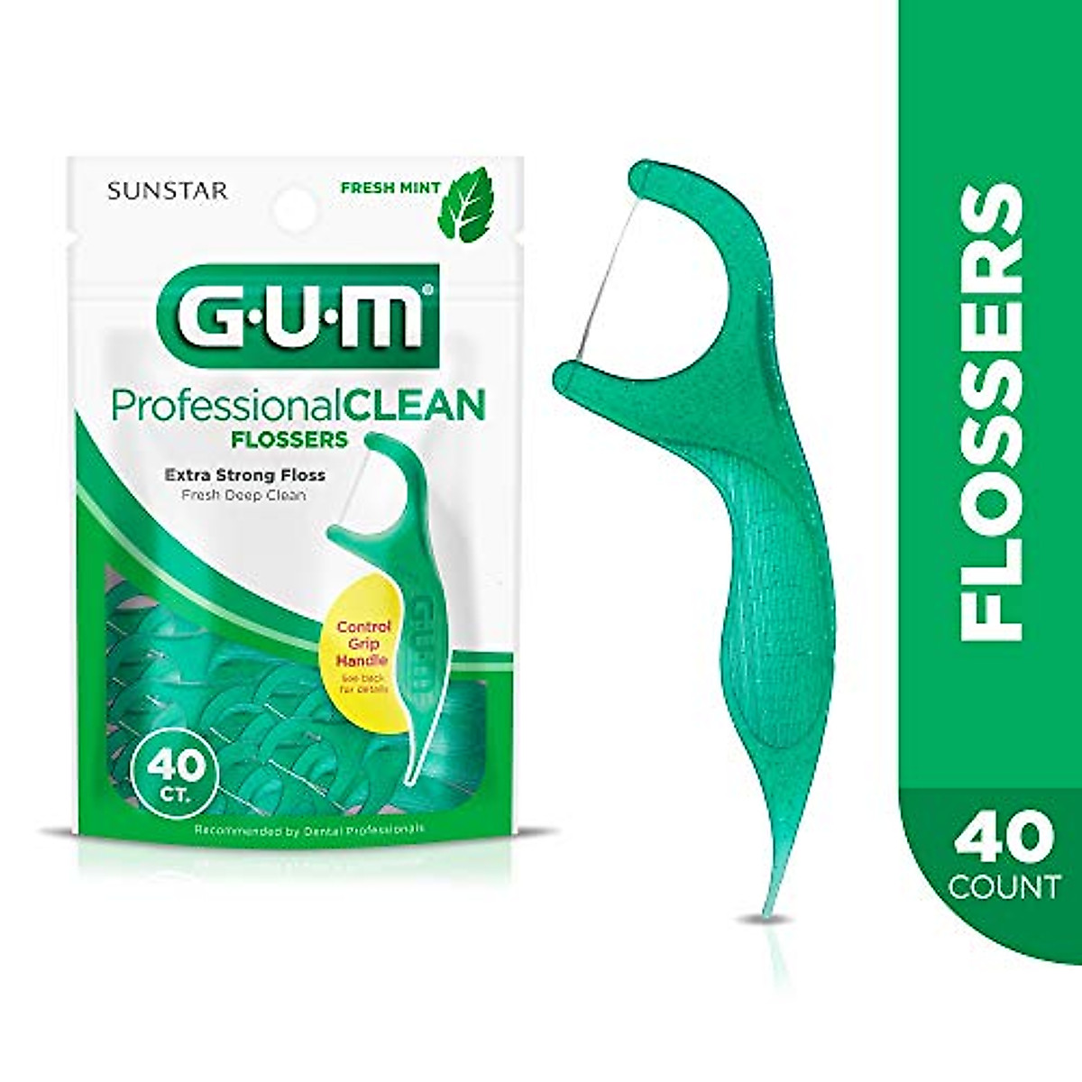 Sunstar 891J GUM Professional Clean Flossers (Bag of 40 Floss Picks)