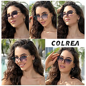 Colrea Classic Square Sunglasses designed for Women, Trendy Frameless Sunglasses with UV Protection CL22001
