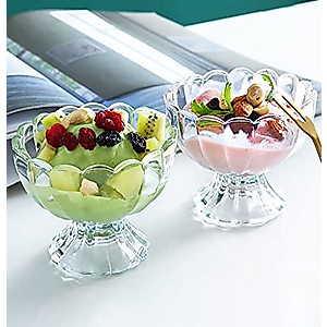 Lawei 6 Pack Glass Dessert Bowls - 5 Oz Glass Ice Cream Cups Mini Trifle Footed Dessert Bowls for Dessert, Sundae, Ice Cream, Salad, Cocktail, Condiment, Trifle