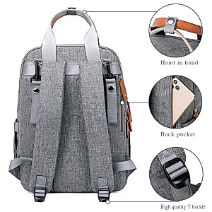 QIMIAOBABY Diaper Bag Backpack, Multifunction Travel Back Pack Maternity Baby Changing Bags (Gray)