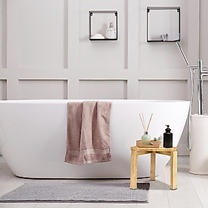 Natree 12" Corner Shower Foot Rest,Wooden Showers Stool Seat for Shaving Legs,Small Corner Shower Benches for Inside Shower,Waterproof Bath Step Stools Bench for Bathroom