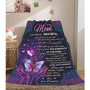 CINHOLL Gifts for Mom Blanket from Daughters or Son Best Mom Ever Warm Gifts Happy Birthday Love Your Mom Ideas Best Sentimental Thick Fleece Sofa Blankets