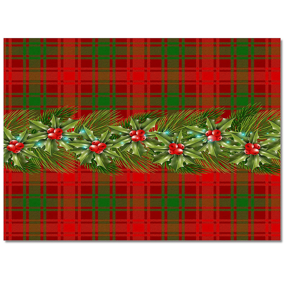 Savannan Area Rugs, Christmas Poinsettia Pine Branches Plant Red Green Plaid Tartan Rectangle Floor Rugs Indoor Non-Slip Accent Rug for Living Room Bedroom Office Kids Room Nursery, 2'x3'