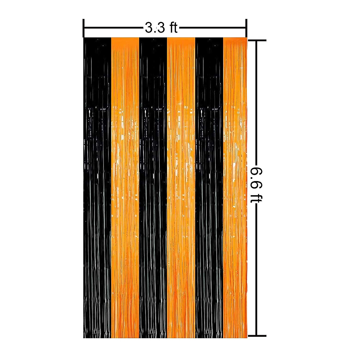 3 Packs 3.3ft x 6.6ft Orange Black Metallic Tinsel Foil Fringe Curtains Photo Booth Props for Halloween Birthday Bridal Shower Baby Shower Bachelorette Holiday Celebration Party Decorations