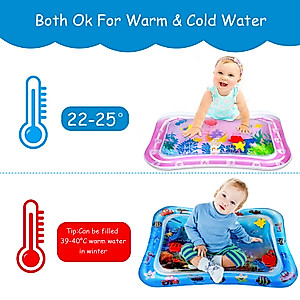Marysay Tummy Time Mat Pink Infant Toys 3 4 5 6 7 8 9 Months Baby Gift Tummy Time Water Mat Inflatable Baby Play Mat for Newborn Girls