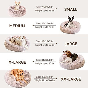 YAEM Dog Bed - 20" Dog Beds for Small Dogs, Washable Small Dog Bed, Anti-Anxiety Round Fluffy Plush Faux Fur Calming Dog Bed, Anti-Slip Anti-Slip Donut Dog Bed | Cat Bed - Coffee