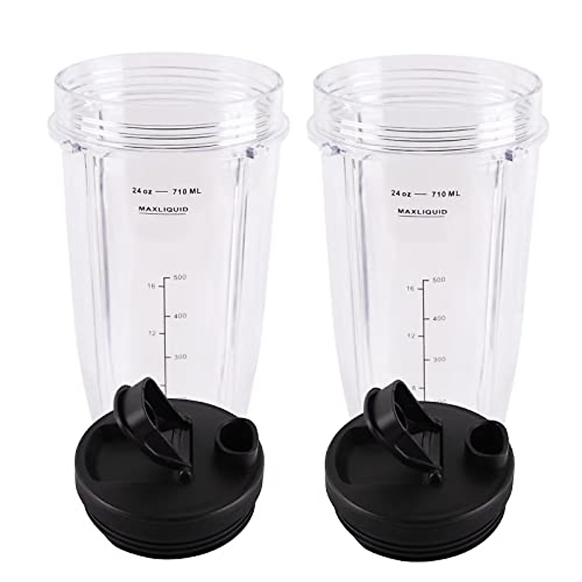 Replacement Parts Kit Ninja Blender Cups for 24 Ounce Cup (2 packs) with Sip & Seal Lid Compatible with Ninja Auto IQ Blender BL450 BL454 BL490 BL680 BL2013 NN102