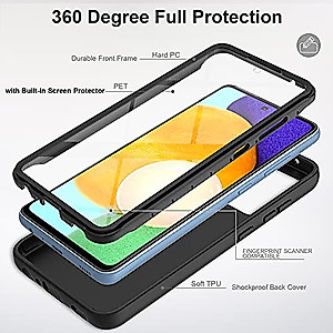 UNPEY Case for Samsung Galaxy A52 5G, Galaxy A52 Case with Built in Screen Protector, Full Body Shockproof Phone Case Rugged Protective Cover for Samsung Galaxy A52 5G / A52 4G (Black)