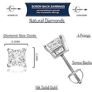 Beyond Brilliance 14K White Gold Princess Diamond Accent Earrings By Diamond Stud Earrings For Women Gift Box Included