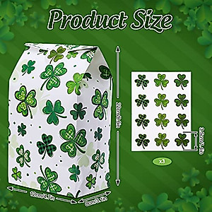 AnyDesign 36Pcs St. Patrick's Day Paper Party Favor Bags Lucky Shamrock Goodie Candy Treat Bags with Stickers Irish Style Gift Party Favor Bags for Cookie Snack Present Wrapping Supplies