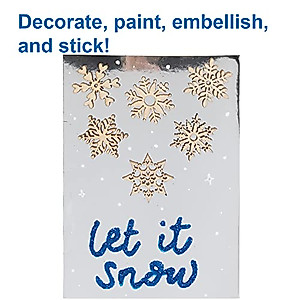 Baker Ross FE984 Snowflake Mini Wooden Shapes - Pack of 72, Embellishments for Crafting, Craft Supplies for Children, Ideal for Kids Arts and Craft Projects