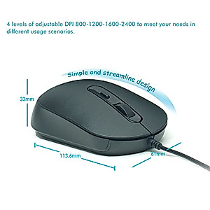Wired Keyboard and Mouse Combo, YUMQUA Corded USB Computer Keyboard and Mouse Combo for Windows Laptop PC Desktop Notebook, Black