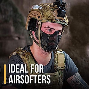 OneTigris 6" Foldable Half Face Mesh Mask Military Style Comfortable Adjustable Tactical Lower Face Protective Mask (Multicam)