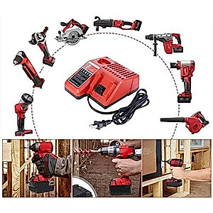 Swidan M12 & M18 Li-ion Battery Charger Replacement for Milwaukee M18 M12 XC 12V-18V 48-11-2420 48-11-2440 48-11-1820 48-11-1840 48-11-1850 48-11-2401 48-11-1890