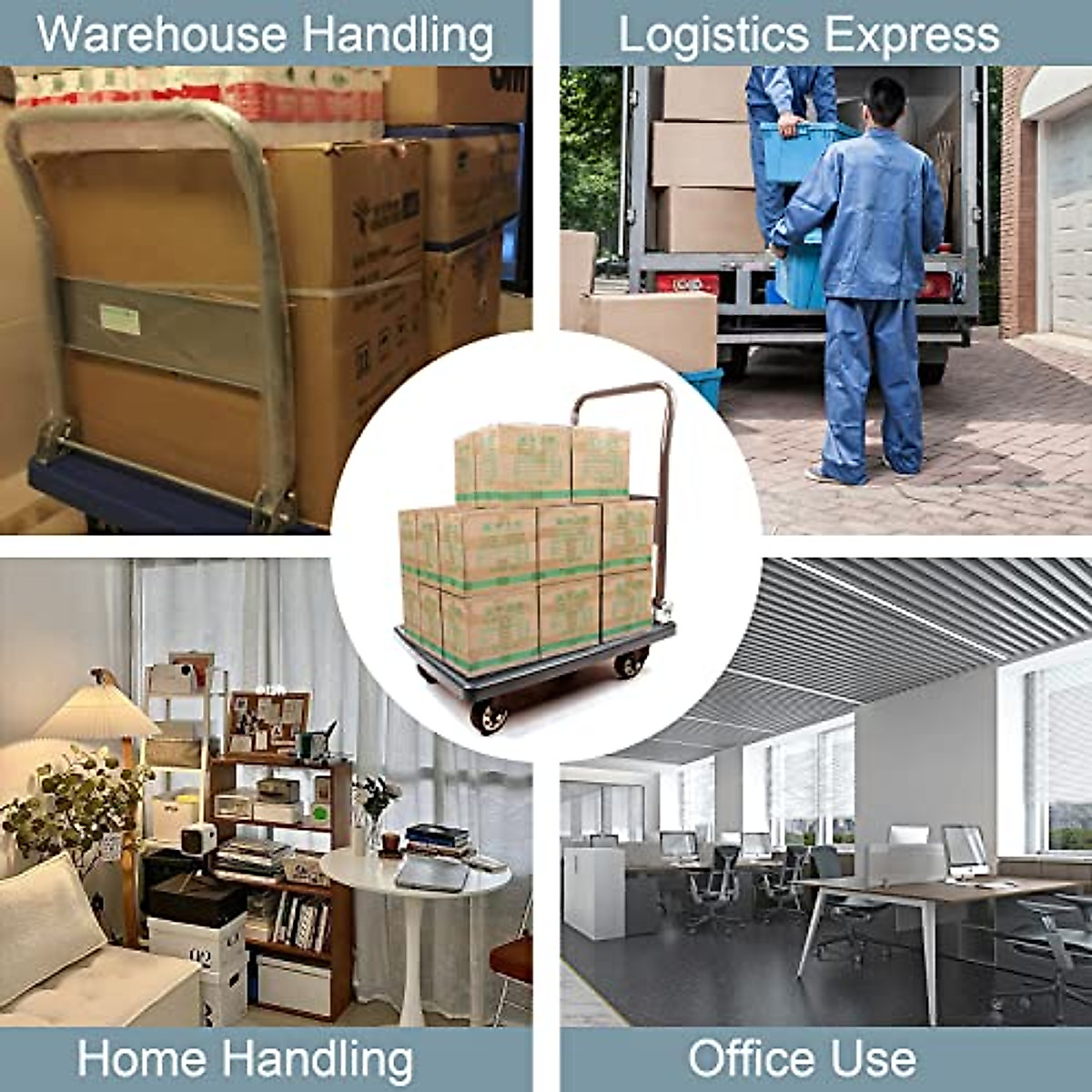 Timati Folding Push Cart Dolly Cart Platform Hand Truck with 330lb Platform Truck Luggage Cart Folding Flatbed Dolly with 360 Degree Swivel Wheels Foldable Push Hand Cart for Loading and Storage