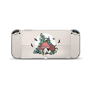 Tacky Design Mushroom Skin Compatible with Nintendo Switch OLED Skin Wrap Cover, Kawaii Beige Skin for Nintendo Switch OLED Stickers, Premium Vinyl 3M Full Wrap Decal