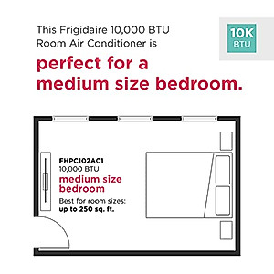 Frigidaire FHPC102AC1 Portable Room Air Conditioner, 10,000 BTU with Multi-Speed Fan, Dehumidifier Mode, Built-in Air Ionizer, Easy-to-Clean Washable Filter, in White