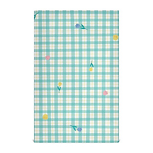 Kigai Kitchen Dish Towels Green Mint Gingham Tulip Flower Soft Tea Towel Set of 4 Absorbent Dishcloths Hand Towels for Dish Clean Cloth 28" x 18"